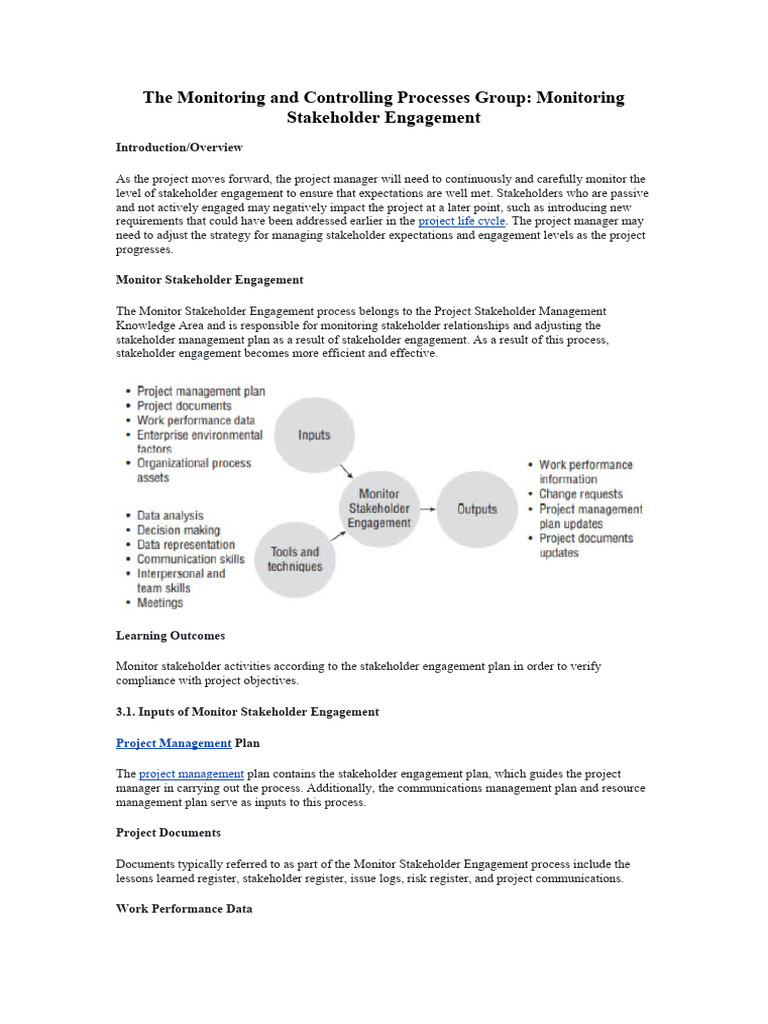 The Monitoring and Controlling Processes Group - Monitoring Stakeholder ...