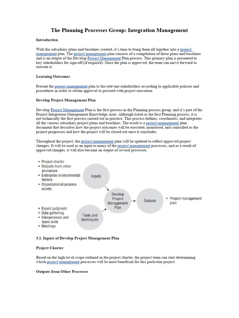 The Planning Processes Group - Integration Management | PDF | Project ...