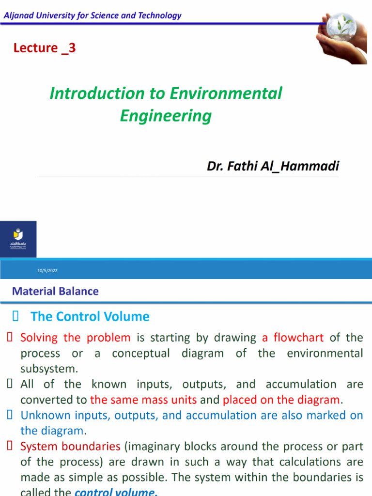 Lecture - 3 - Materials Balances Systems-Fathi | PDF
