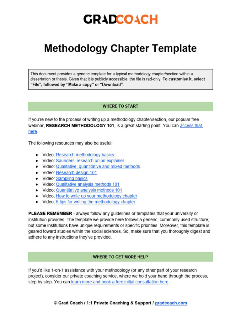 Methodology Chapter Structure Template | PDF | Methodology ...