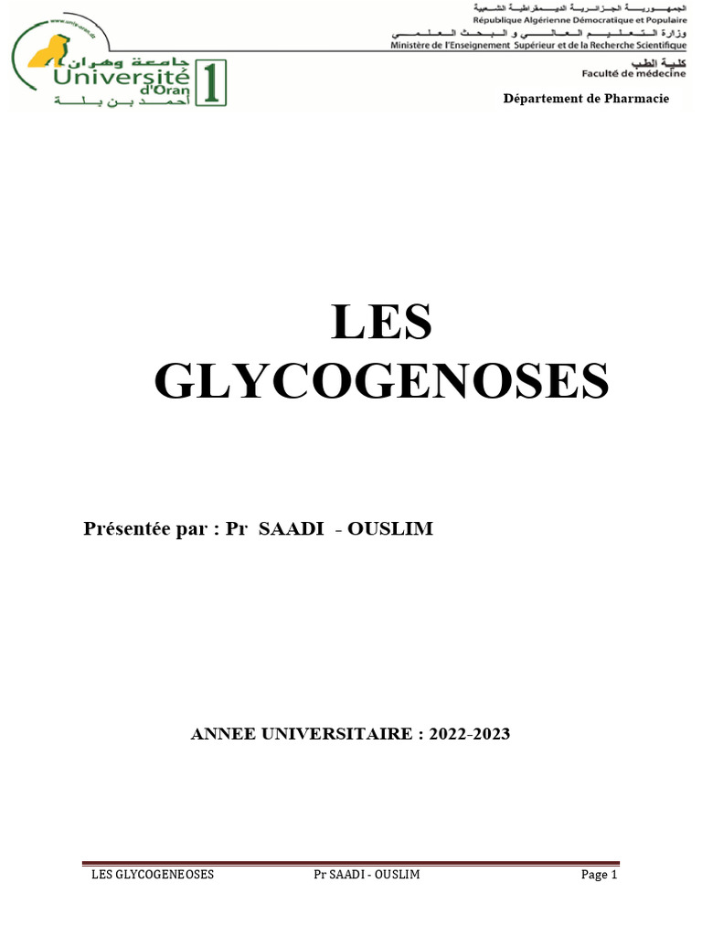 5 Glycogenoses | PDF | Glycogène | Muscle squelettique