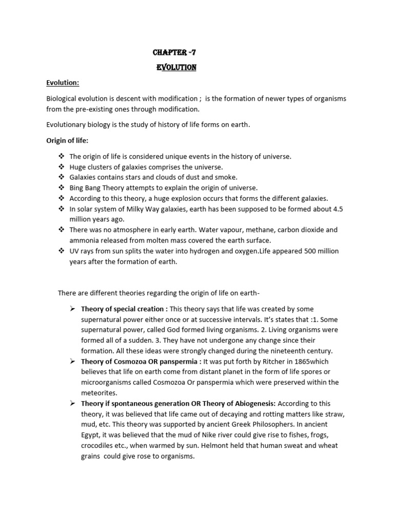 EVOLUTION Notes | PDF | Homo | Natural Selection