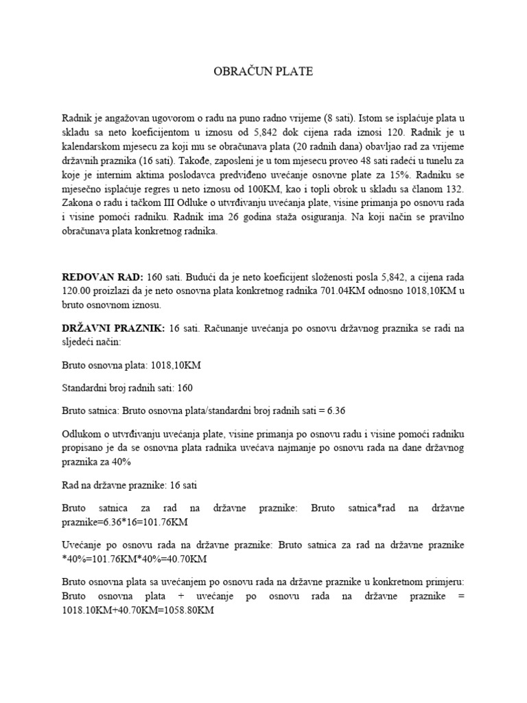 OBRAČUN PLATE | PDF