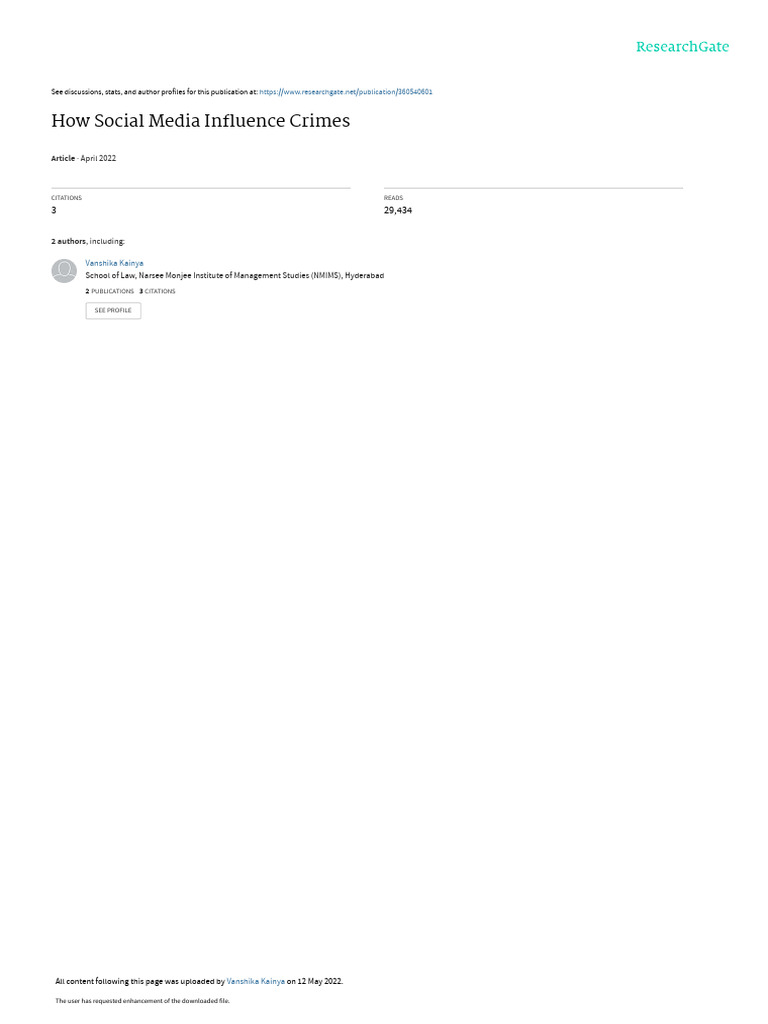 How Social Media Influence Crimes | PDF | Social Media | Popular ...