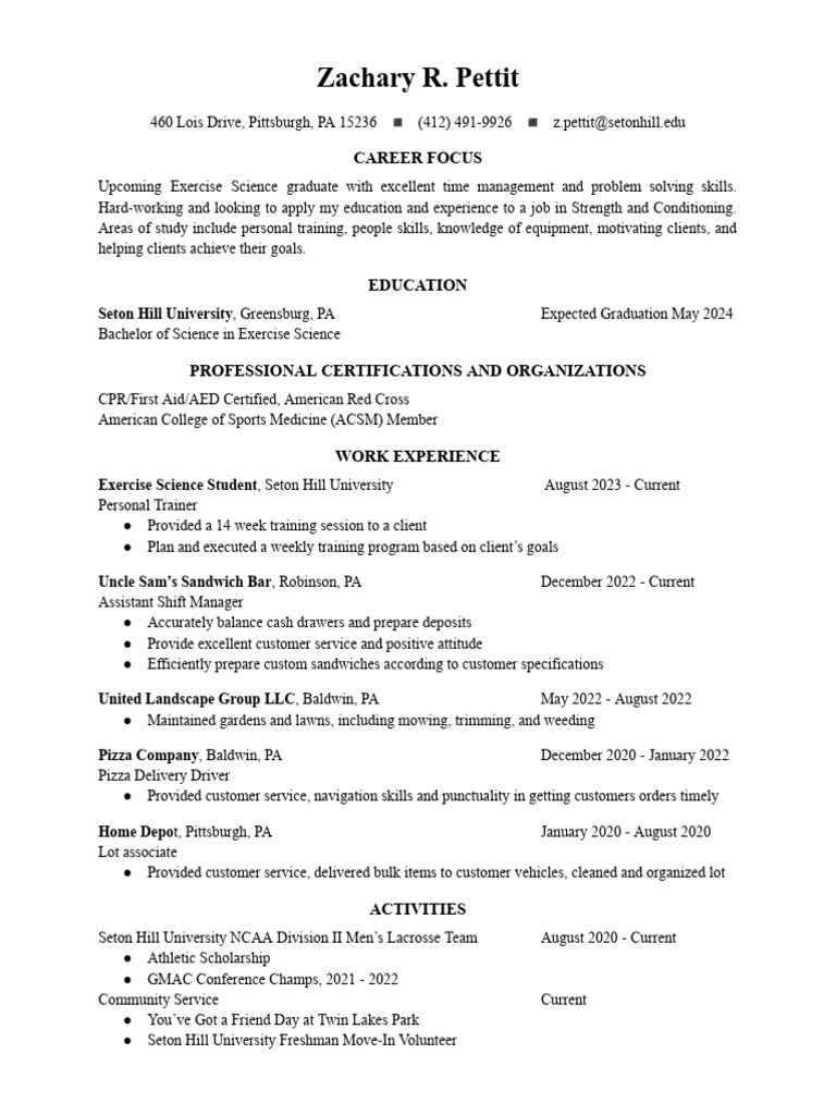 Zach Resume 1 | PDF