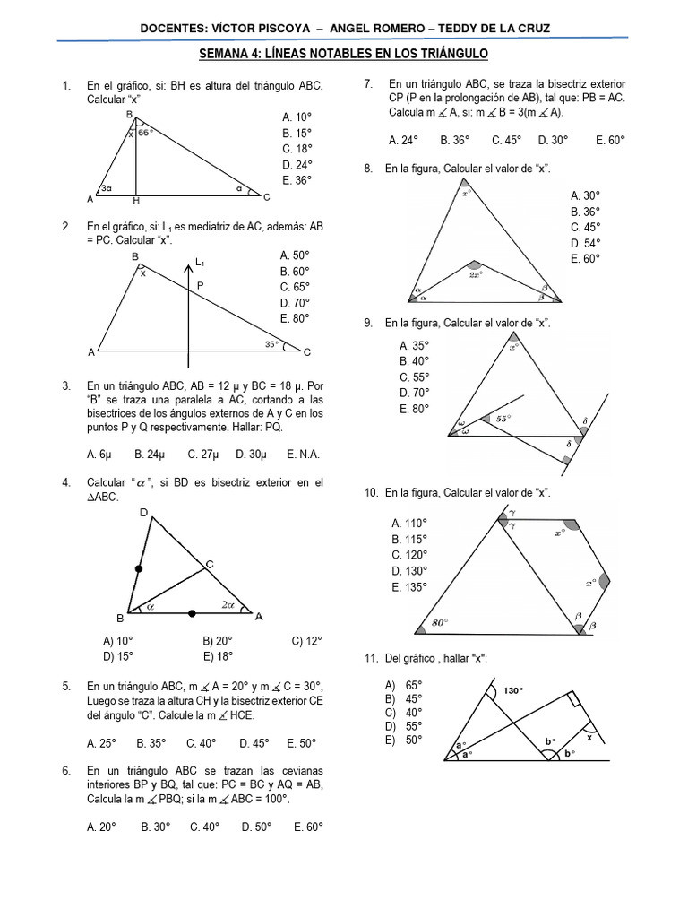 Semana 4 Triángulos II | PDF | Triángulo | Geometría del plano euclidiano