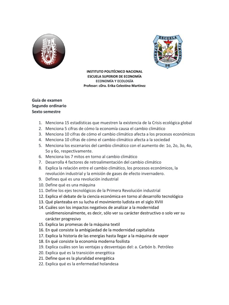 Guia de Examen, Segundo Ordinario ,Economía y Ecologia 2022-2 | PDF ... Guia de Examen, Segundo Ordinario ,Economía y Ecologia 2022-2 | PDF ...