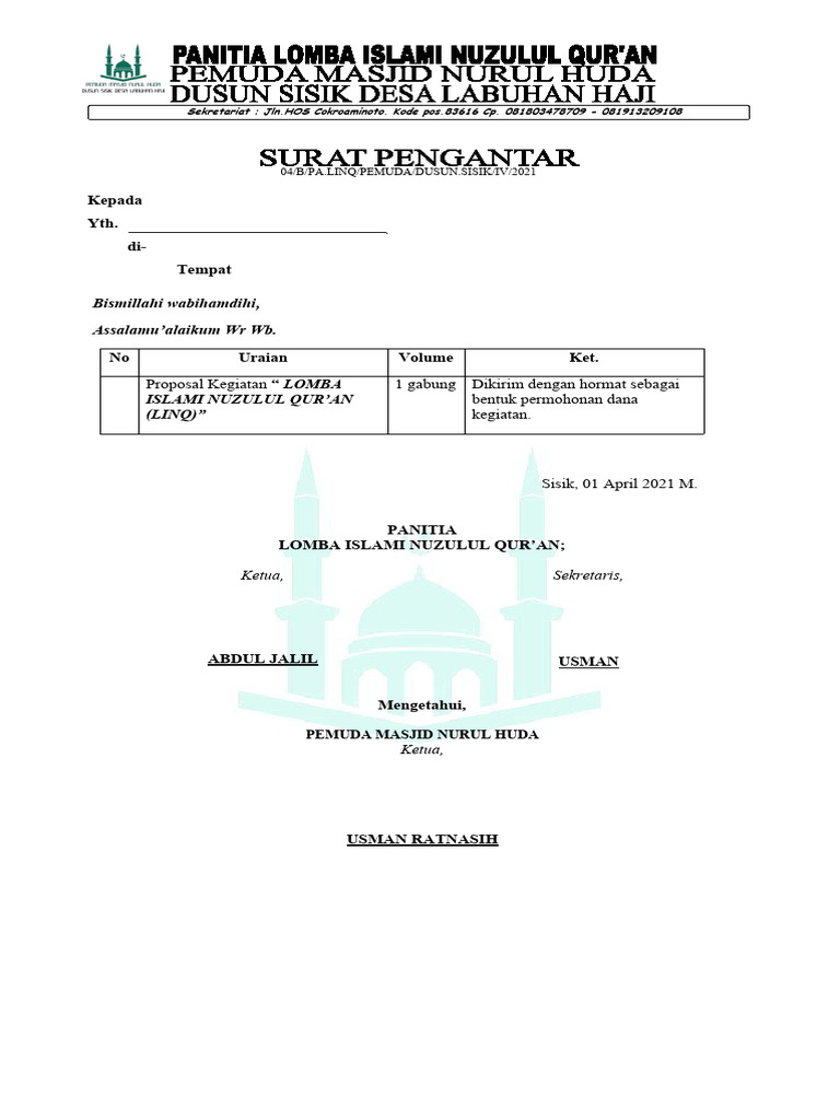 Proposal Lomba Islami Nuzulul Qur'an | PDF