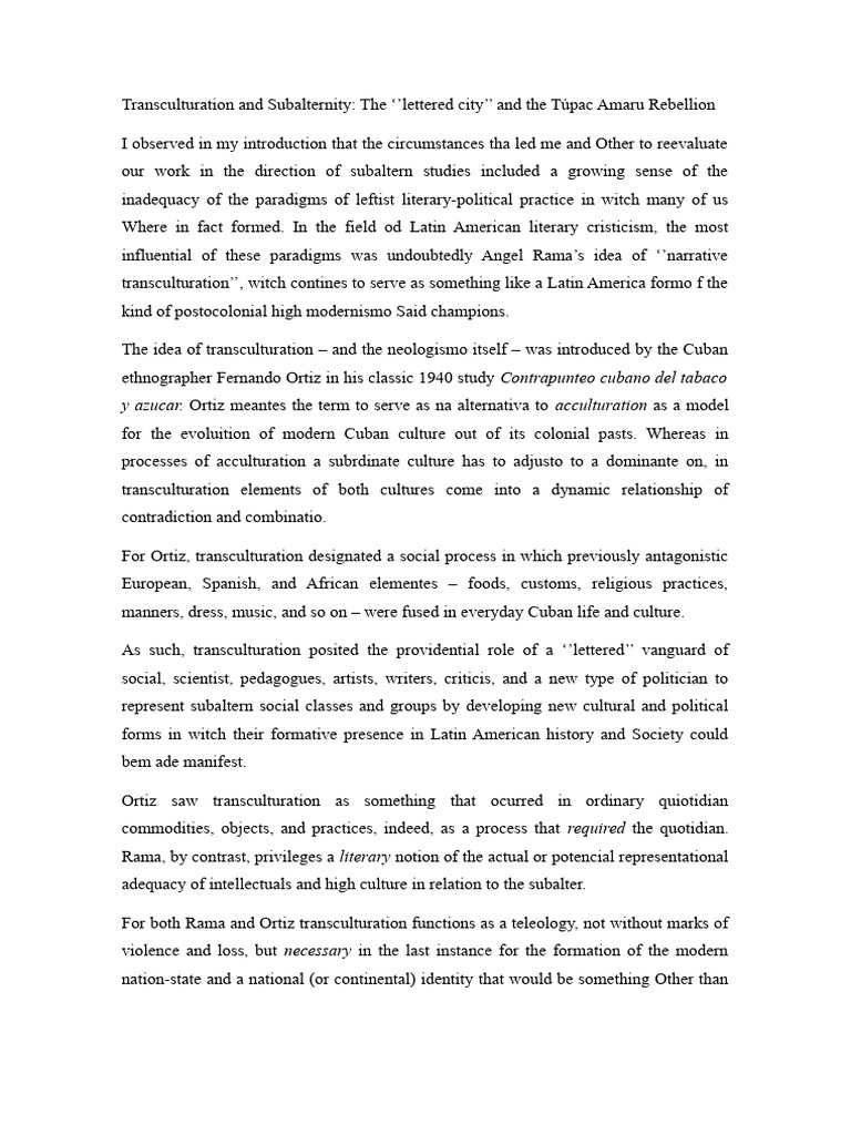 Transculturation in Latin America | PDF