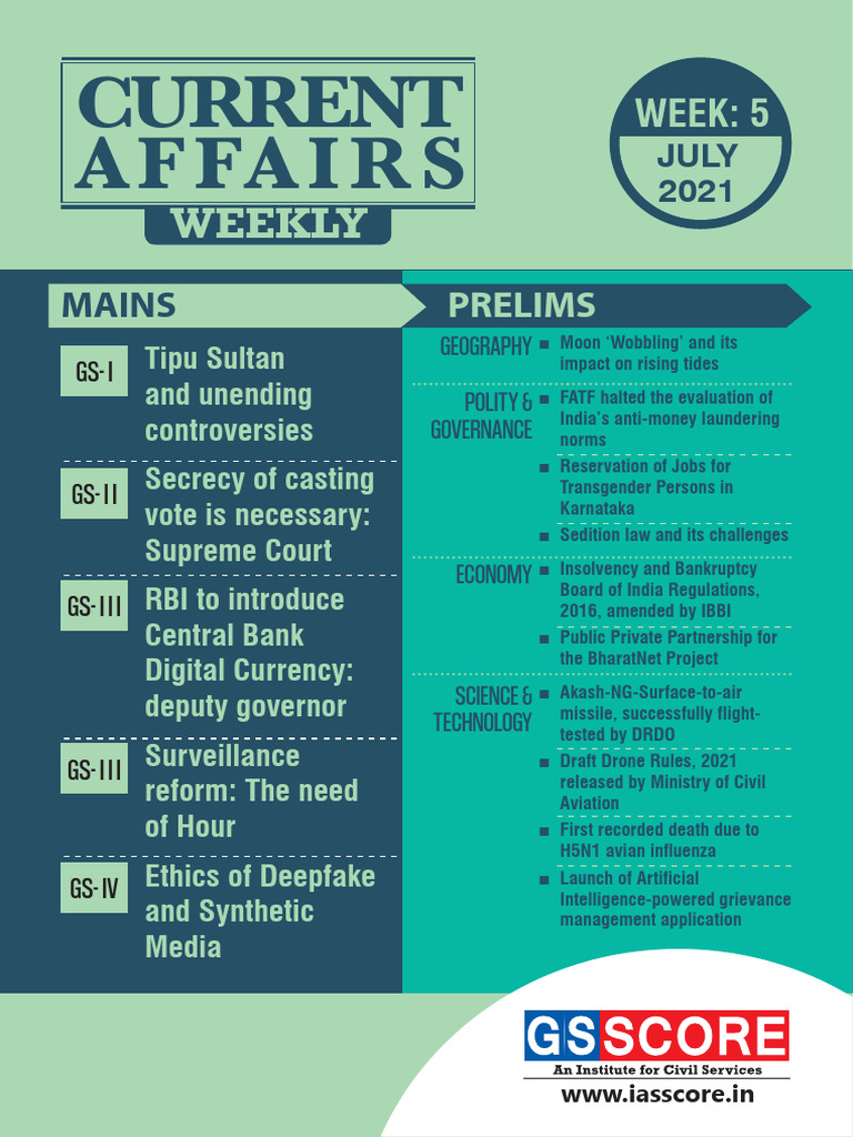 Current Affairs: Weekly | PDF