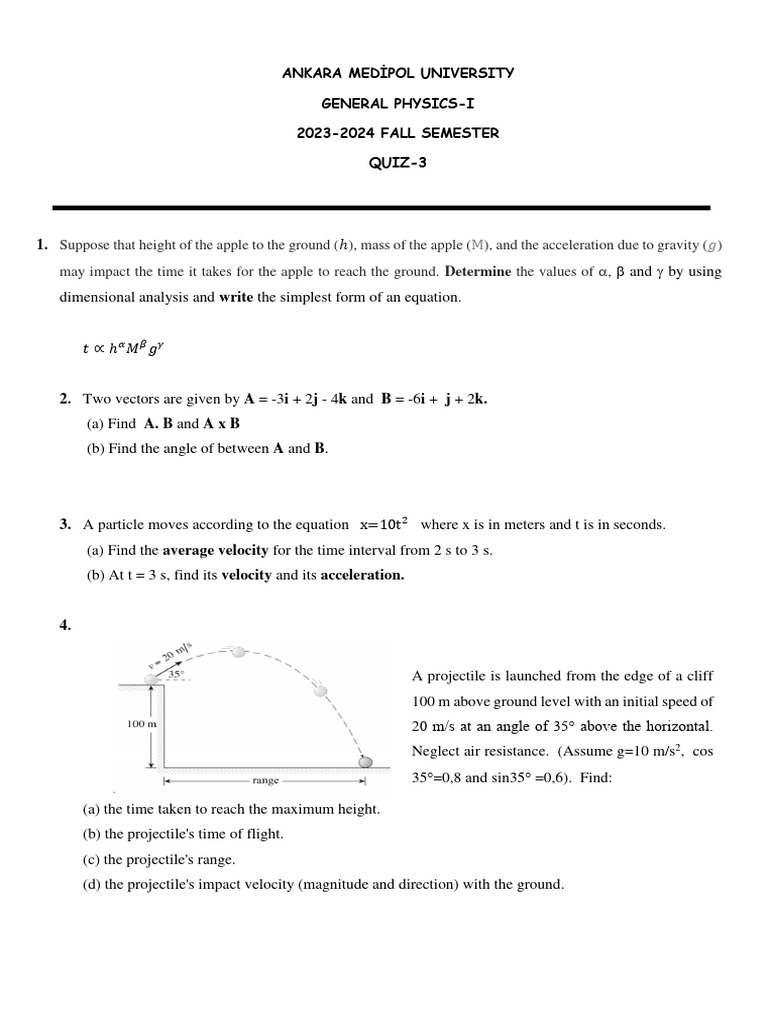 General Physics I Quiz 3 Solutions | PDF | Acceleration | Mass
