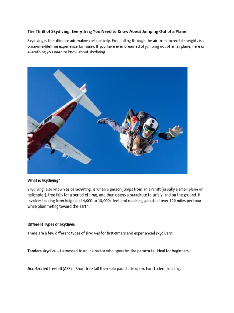 Skydiving: Your Ultimate Guide | PDF | Parachuting | Falling
