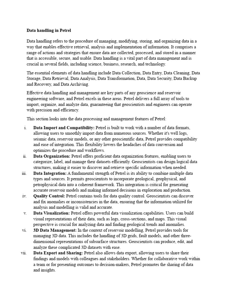 Data handling in Petrel | PDF | Data | Data Analysis