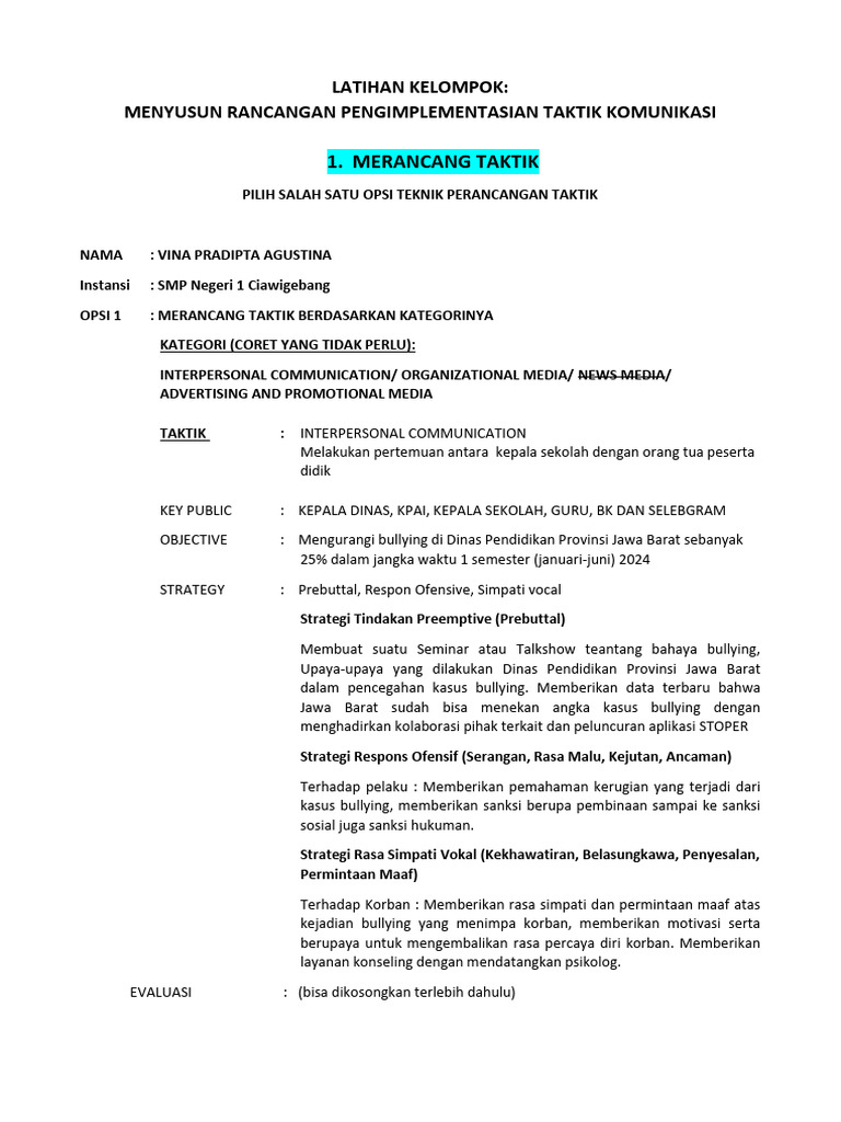 Tugas Individu - Merancang Taktik Komunikasi | PDF | Ilmu Sosial