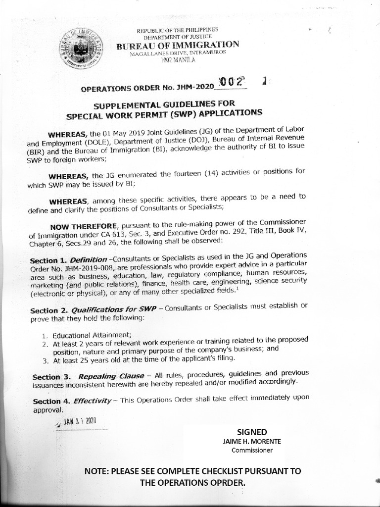 OperationsOrder - JHM-2020-002 (SWP) | PDF