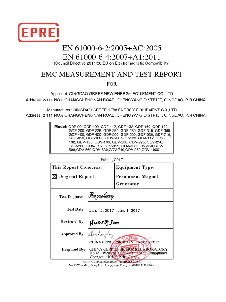 GDF series TEST REPORT EMC | PDF | Electromagnetic Interference ...