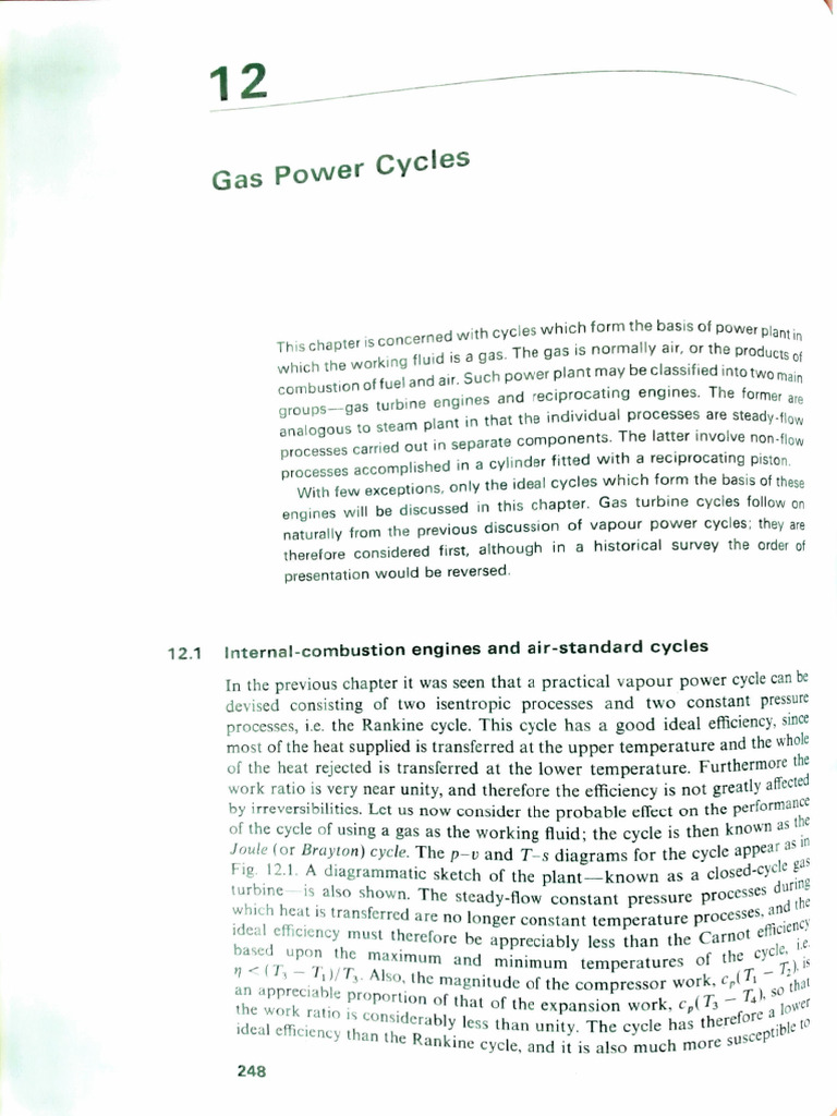 Gas Power Cycles Overview | PDF | Gases | Chemical Engineering