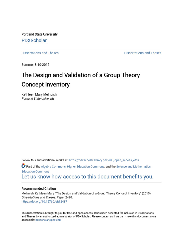 The Design and Validation of A Group Theory Concept Inventory | PDF ...