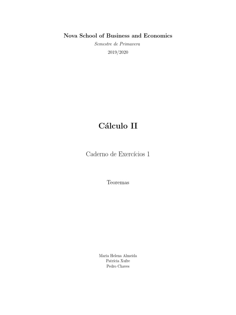 Cálculo II 2019-2020 S2 Caderno Exercícios 1 (1207) | PDF | Derivado ...