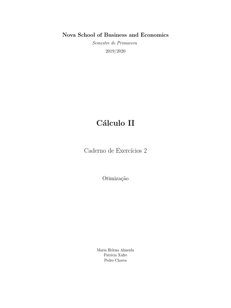 Cálculo II 2019-2020 S2 Caderno Exercícios 2-3 (1206) | PDF | Utilidade ...