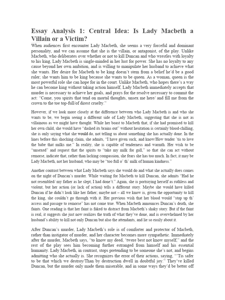 Essay Analysis Macbeth | PDF | Macbeth