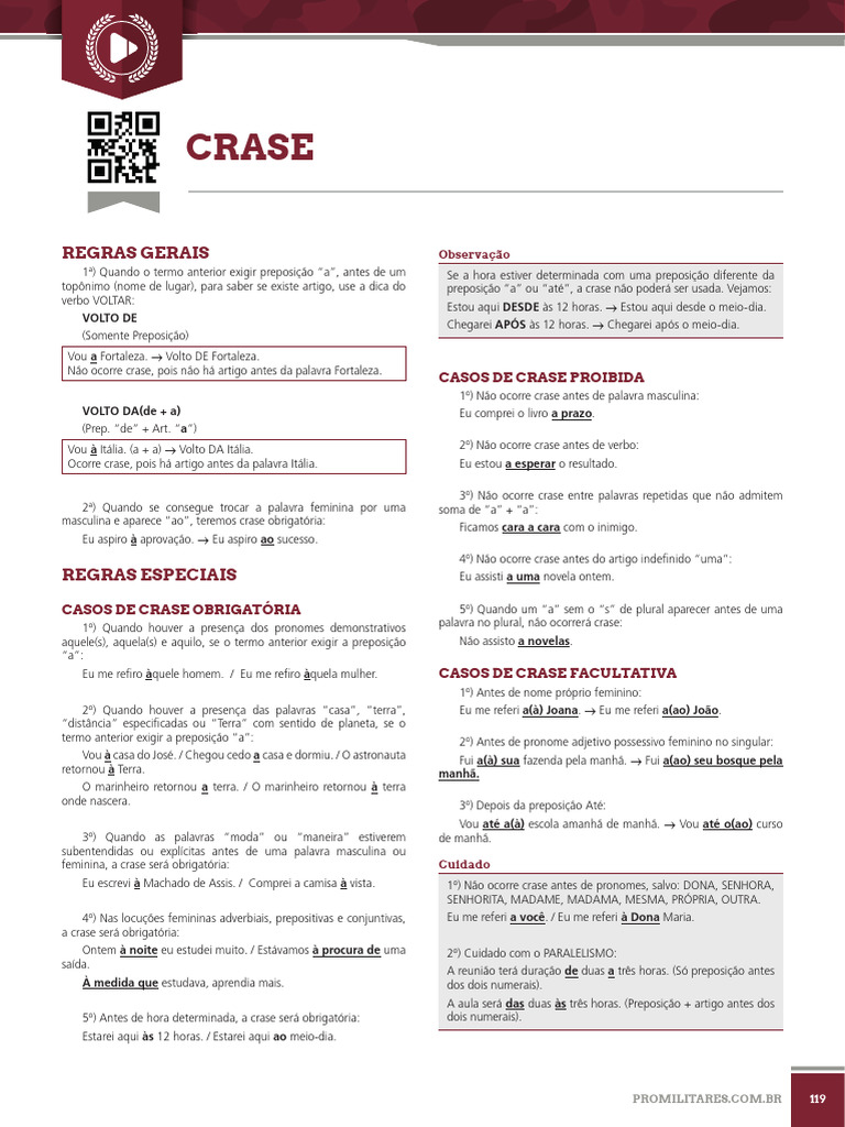 Regras de Crase: Uso e Exercícios | PDF | Linguística