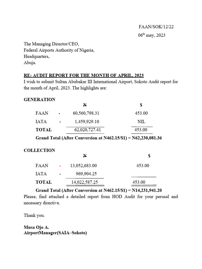 Monthly Report For Aprl 2023 | PDF | Business Economics | Money