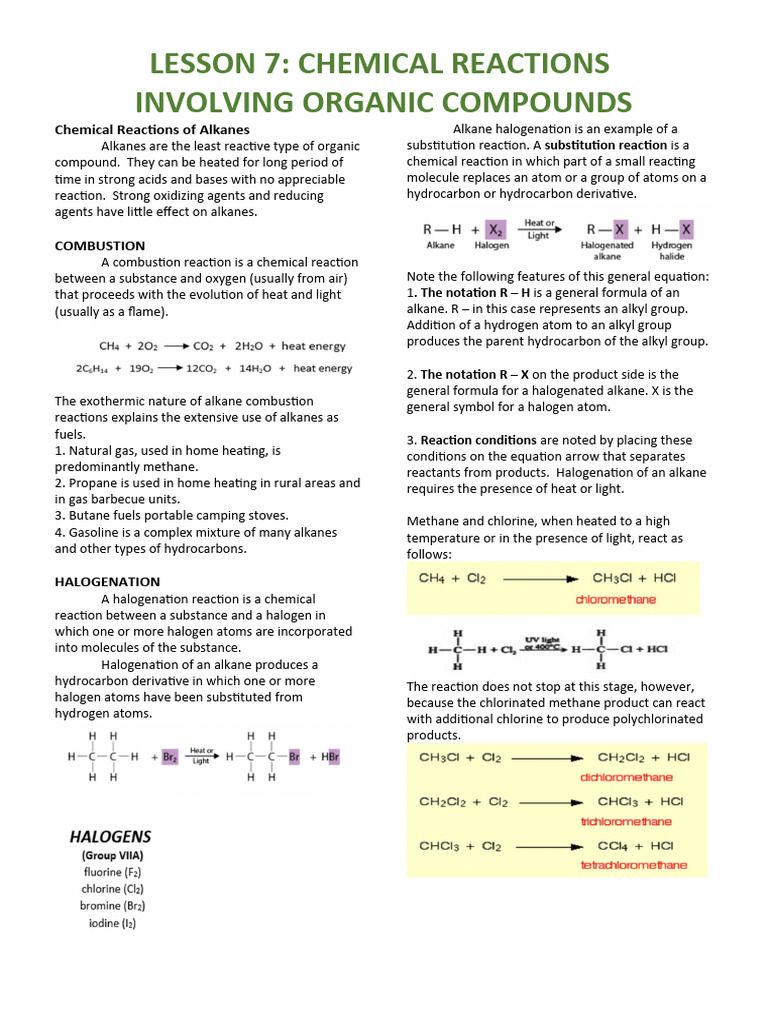 Lesson 7 | PDF | Chemical Reactions | Alkane