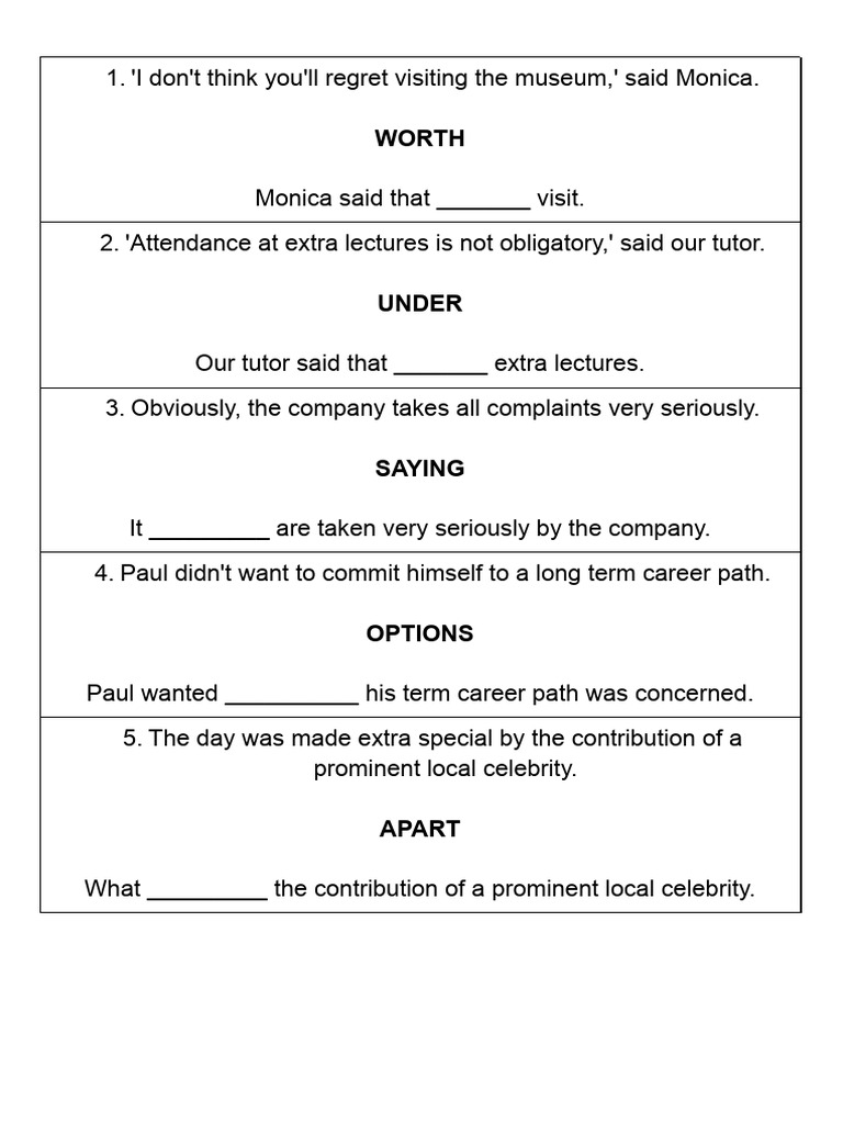 C2 Key Word Transformation Ladder PRINT DOUBLE SIDED | PDF | Home & Garden