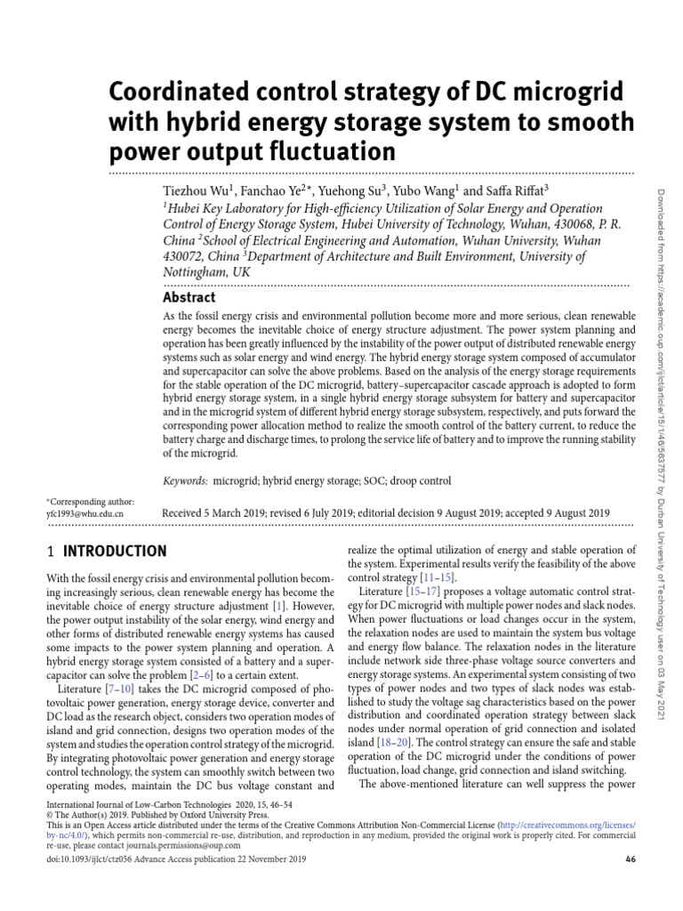 Coordinated Control Strategy of DC Microgrid | PDF | Direct Current | Energy Storage