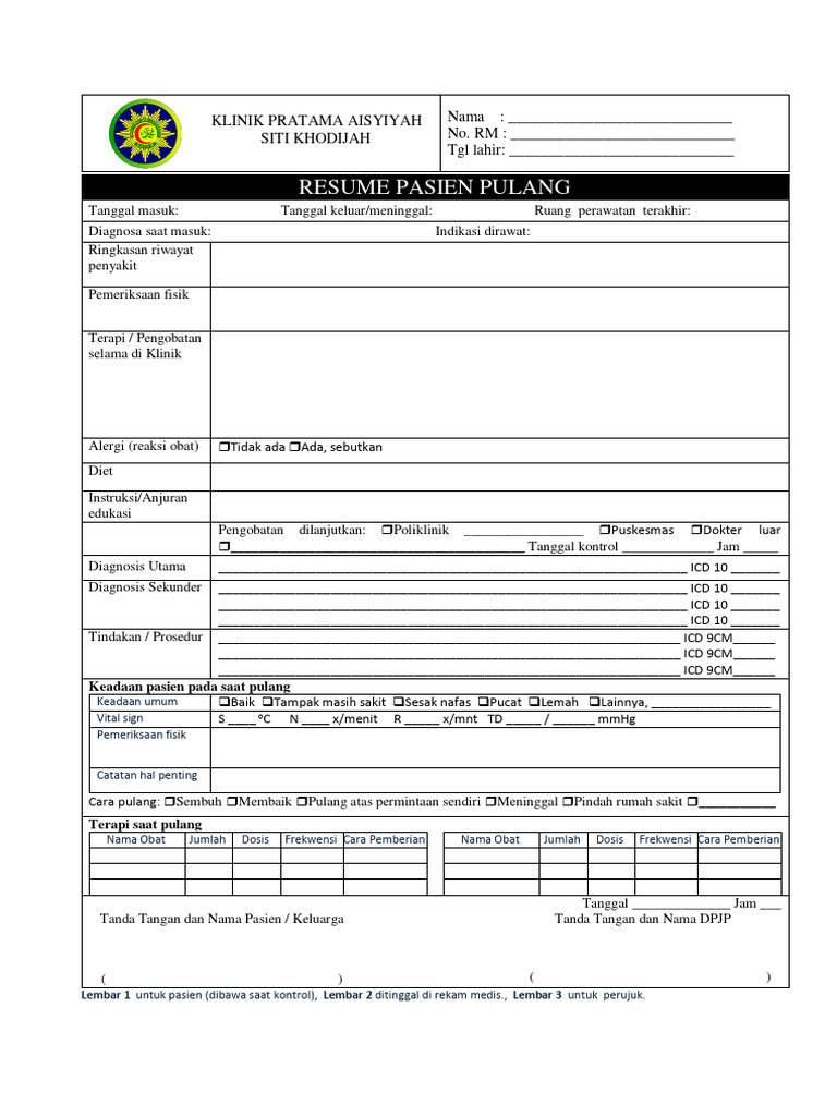 Feni 3.10.1 - RM Resume Pasien Pulang | PDF
