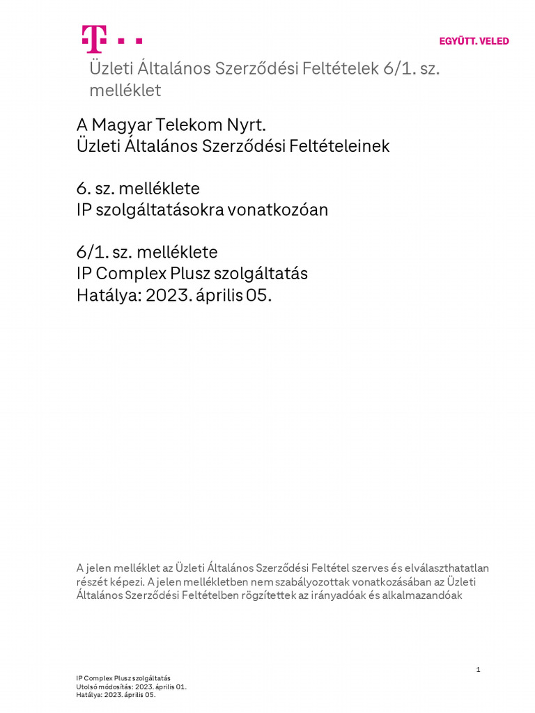 Uzleti Aszf 6 1 Melleklet 20230405 Uj | PDF