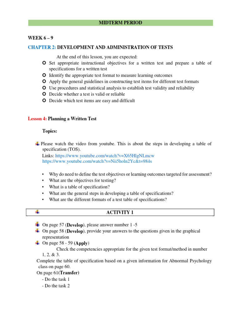Midterm Period Module - Prof - Ed6 | PDF | Validity (Statistics ...