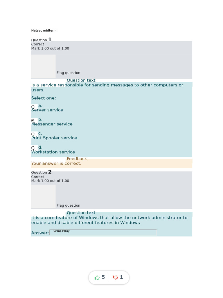 Network Security Midterm | PDF | Group Policy | Computer Network