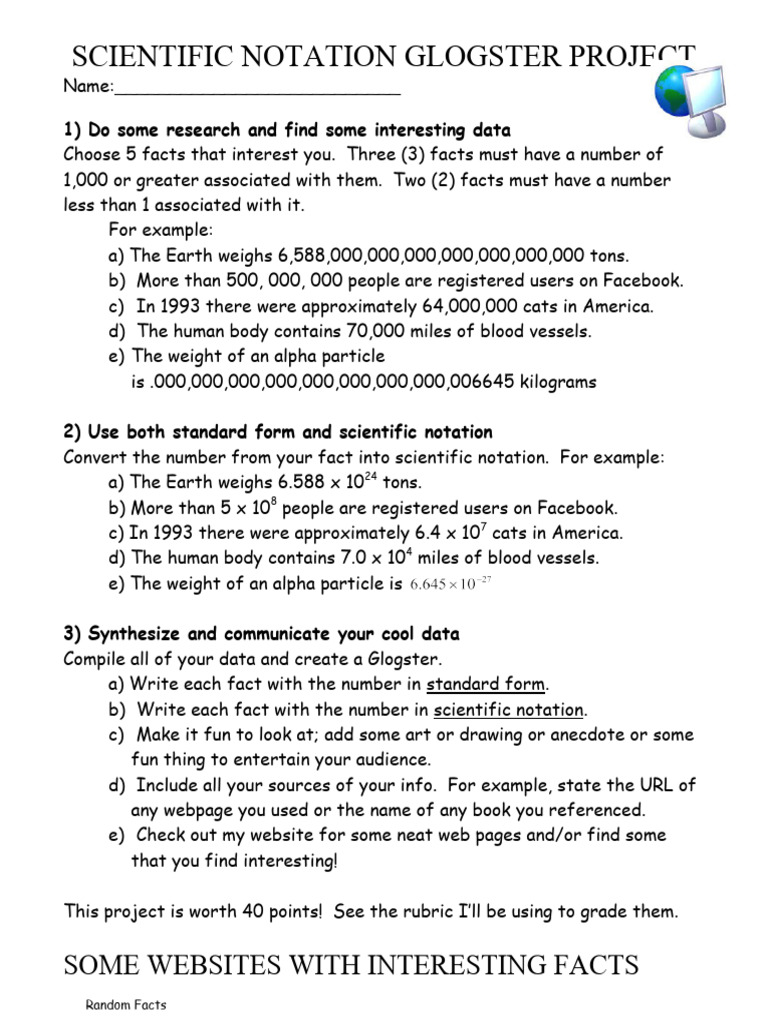 Scientific Notation Glogster Project Guide | PDF | Hypertext | World ...