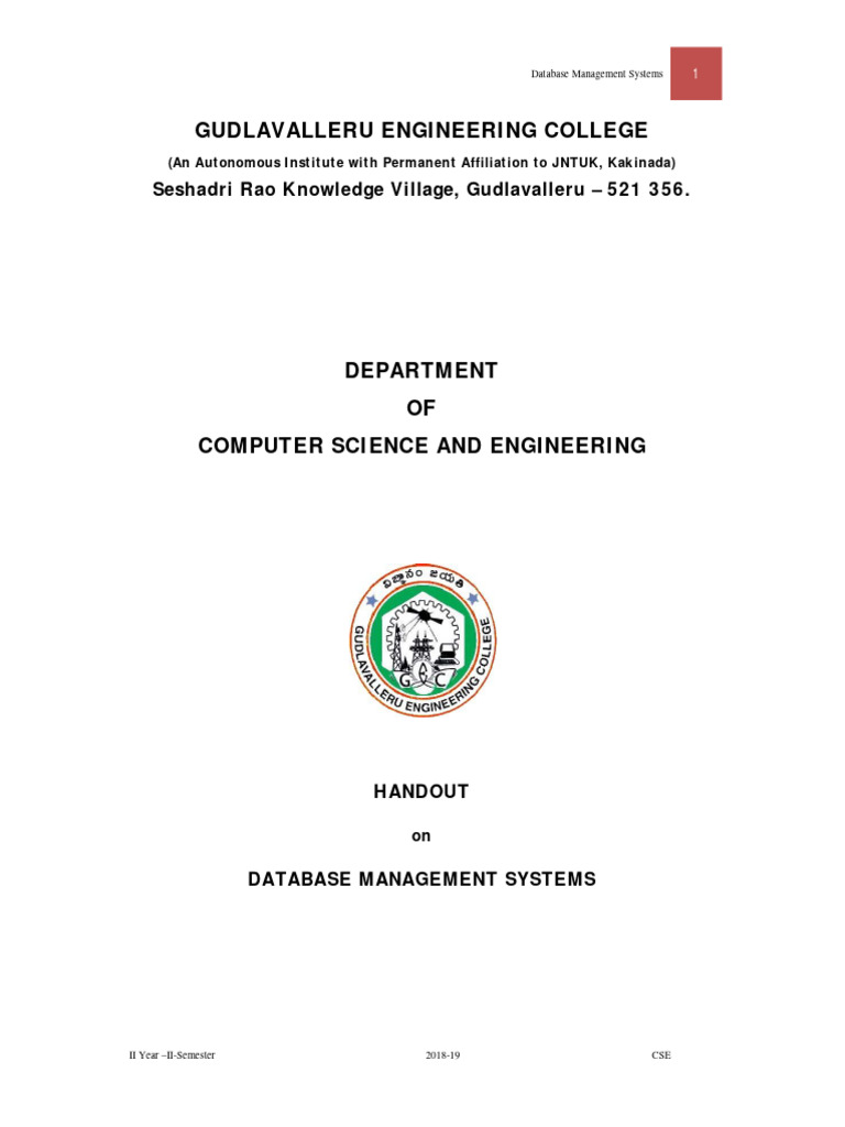 DBMS Course for CSE Students | PDF | Databases | Relational Database