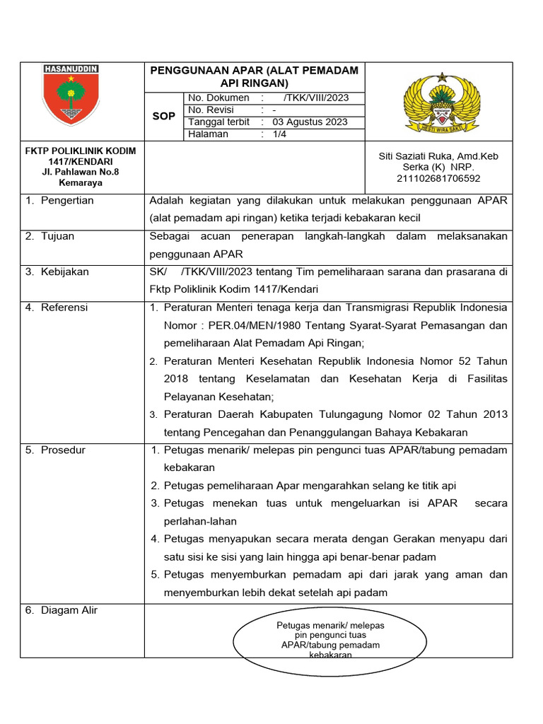 Sop Penggunaan Apar Fix | PDF