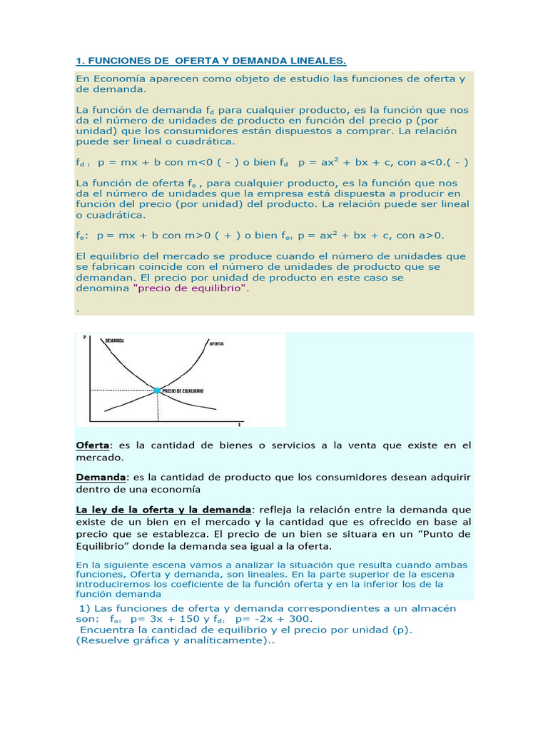 funciones de oferta y demanda Mat, II 2021 | PDF | Oferta (economía ...
