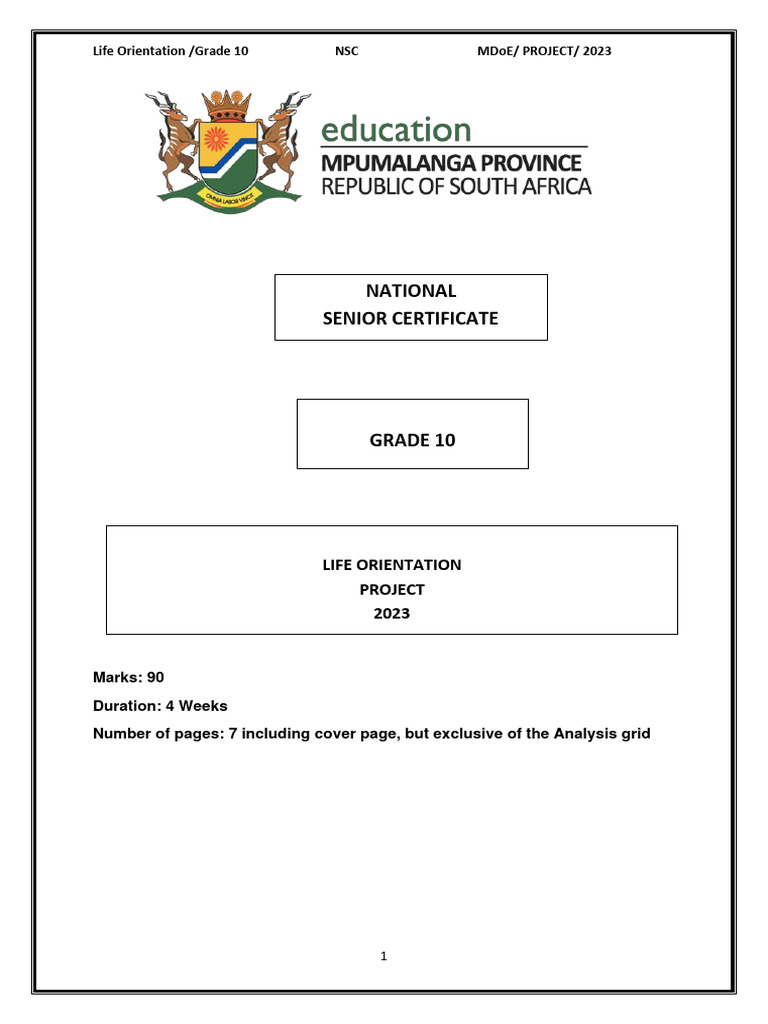 Grade 10 Life Orientation Project Guide | PDF | Justice | Crime & Violence