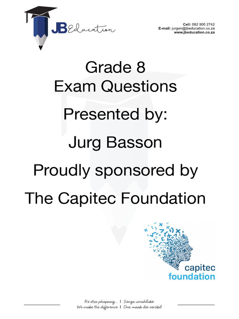 Grade 8 Exam Questions | PDF | Mathematics | Elementary Mathematics