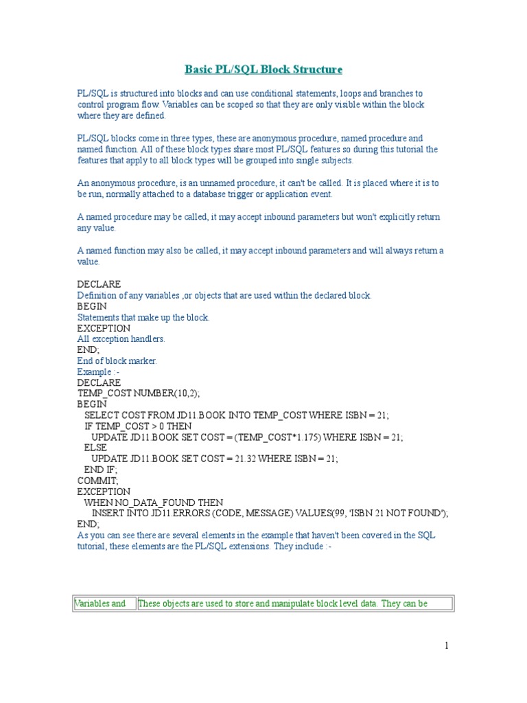 Basic PL | PDF | Pl/Sql | Control Flow