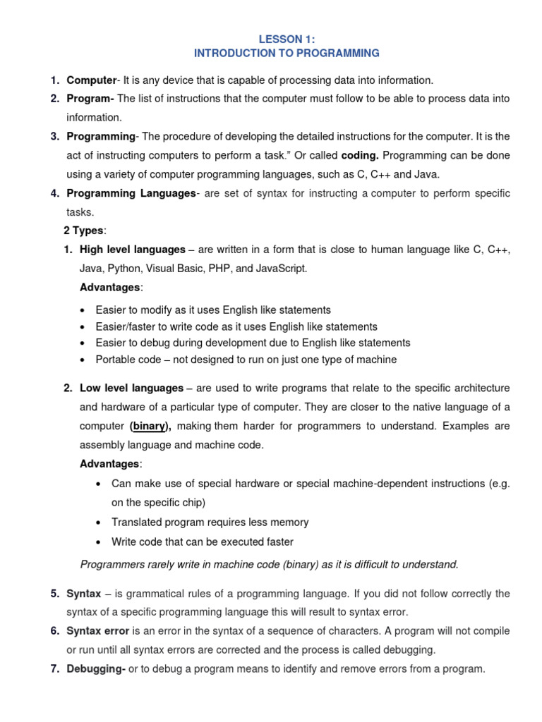 L1 | PDF | Computer Programming | Programming Language