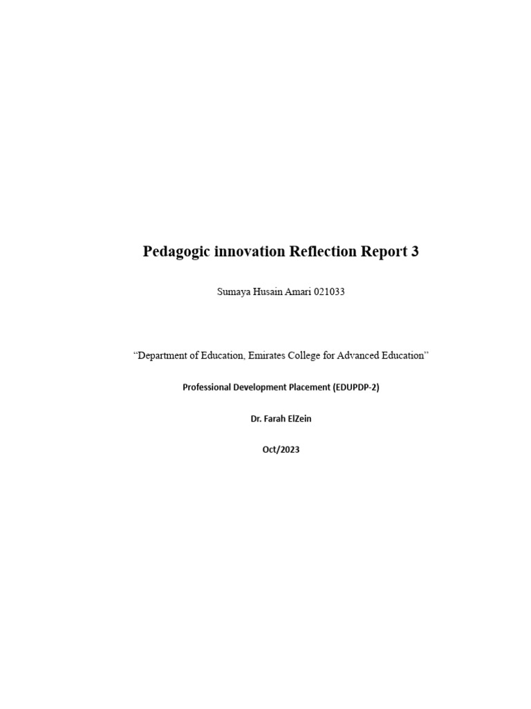 Reflection Report | PDF | Learning | Laboratories