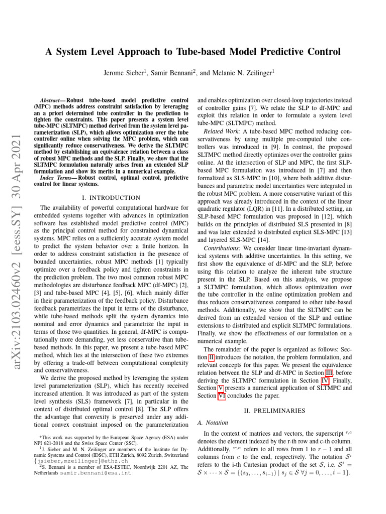 Tube Based Mpc Pdf Mathematics Systems Analysis