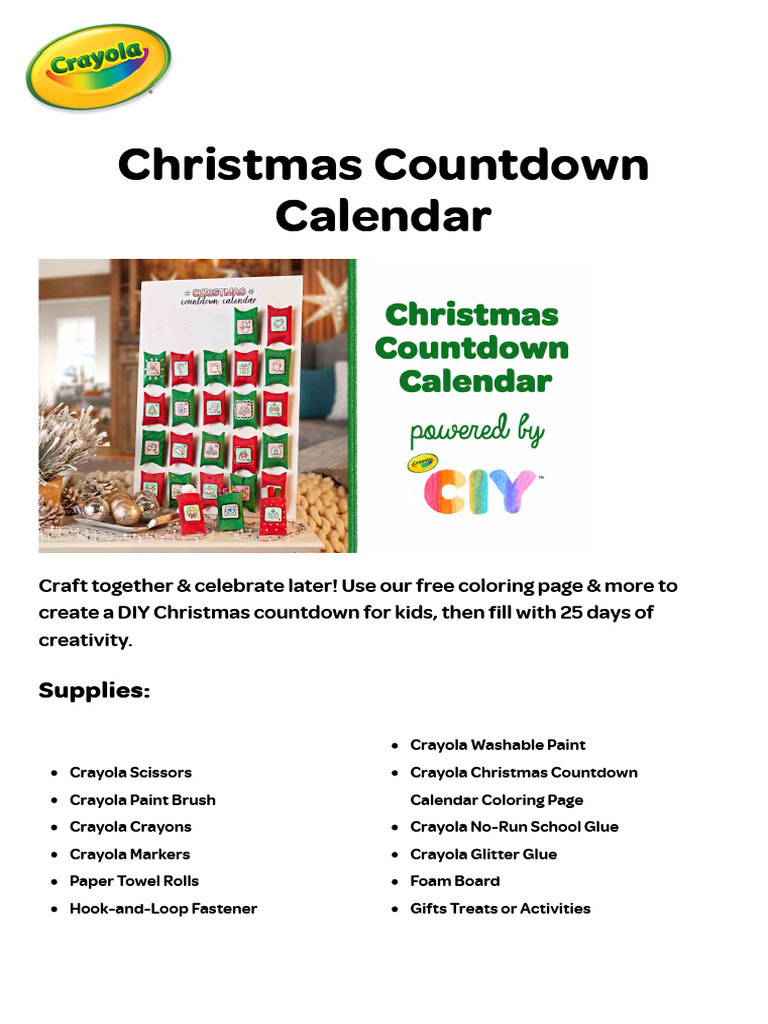 Christmas Countdown Calendar Craft - Craft - Crayola - Com - Crayola ...