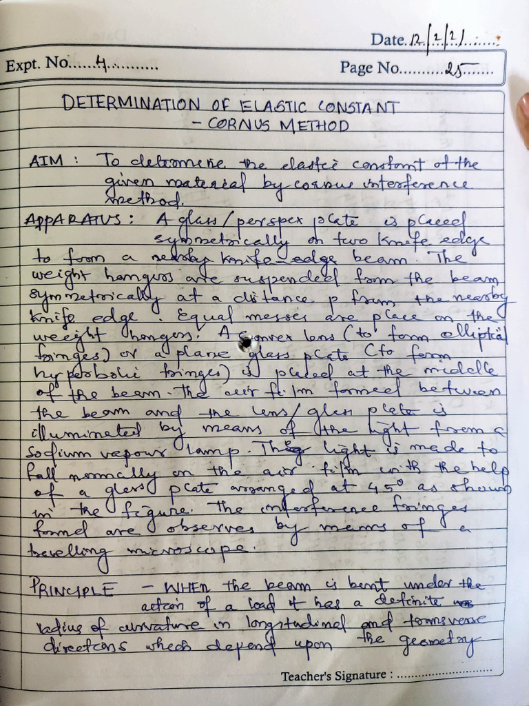 Determination of Elastic Constant- Cornus Method | PDF