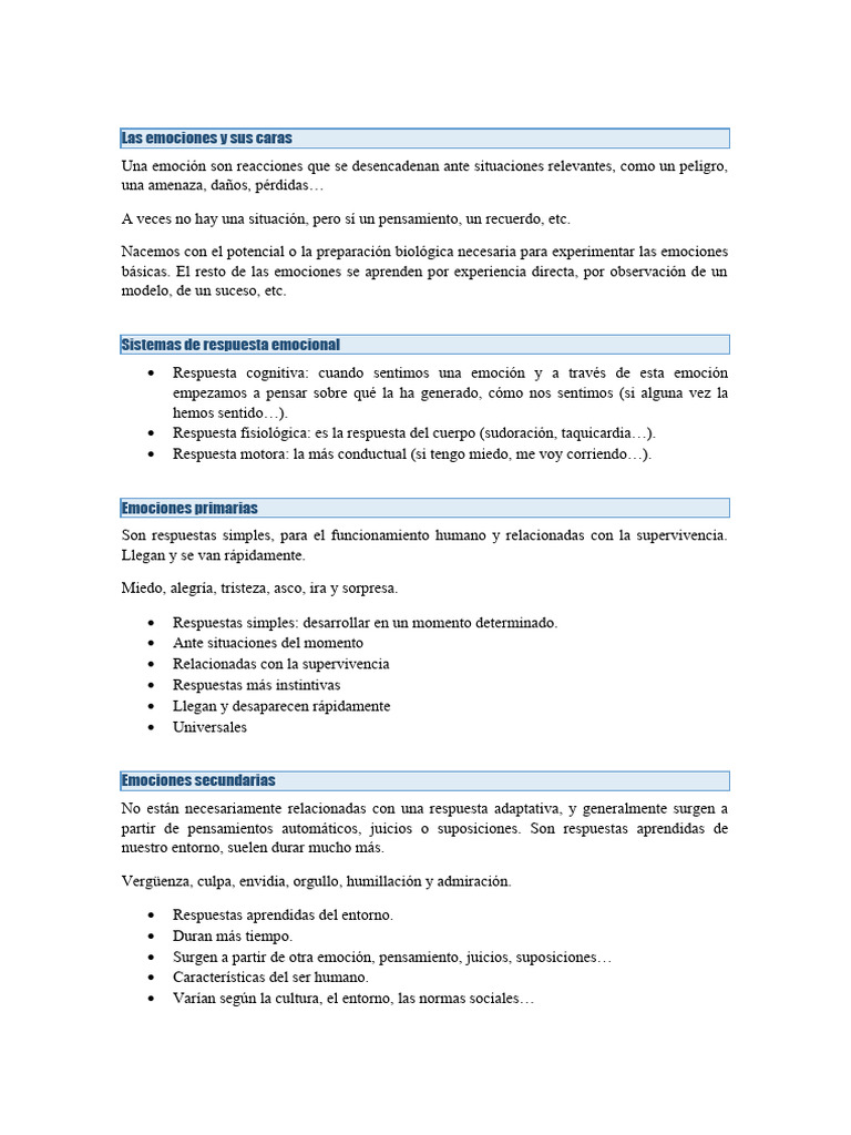 Las Emociones y Sus Caras | PDF | Las emociones | Autorregulación emocional