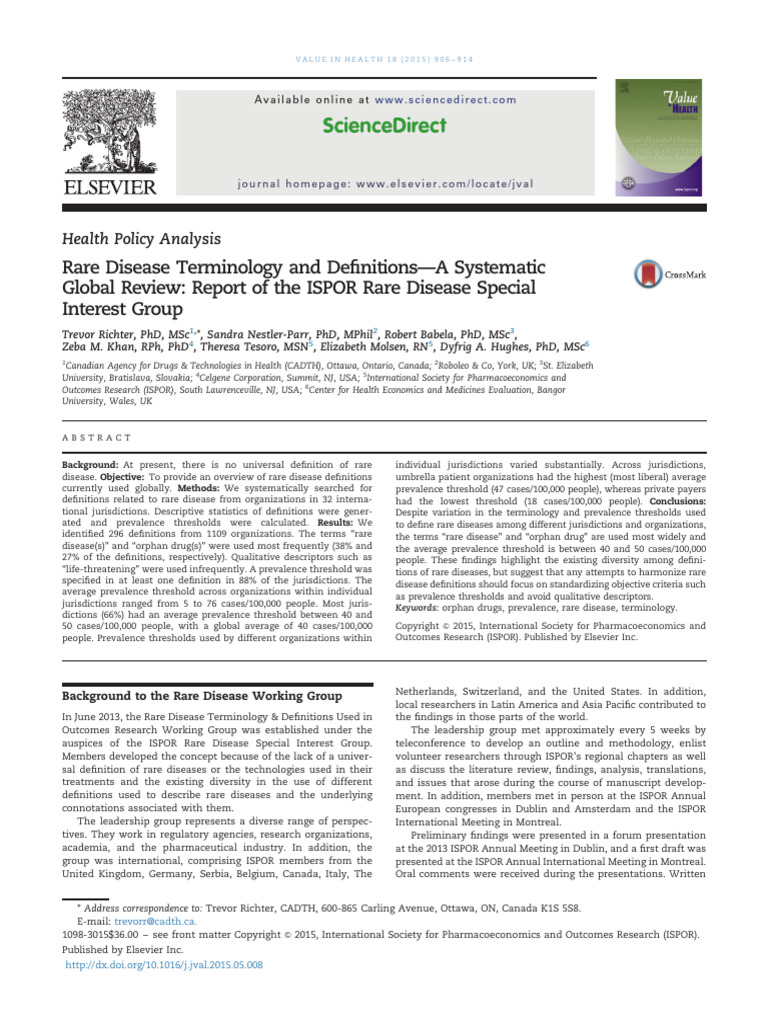 Rare Disease Terminology and Definitions-A Systematic Global Review ...