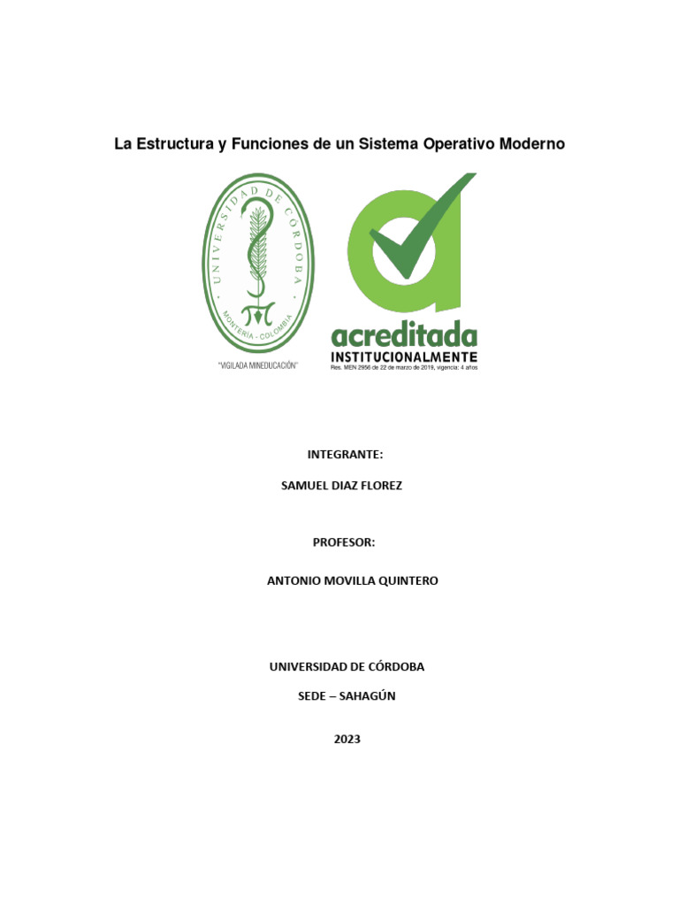 La Estructura y Funciones de Un Sistema Operativo Moderno | PDF | Sistema operativo | Archivo de ...