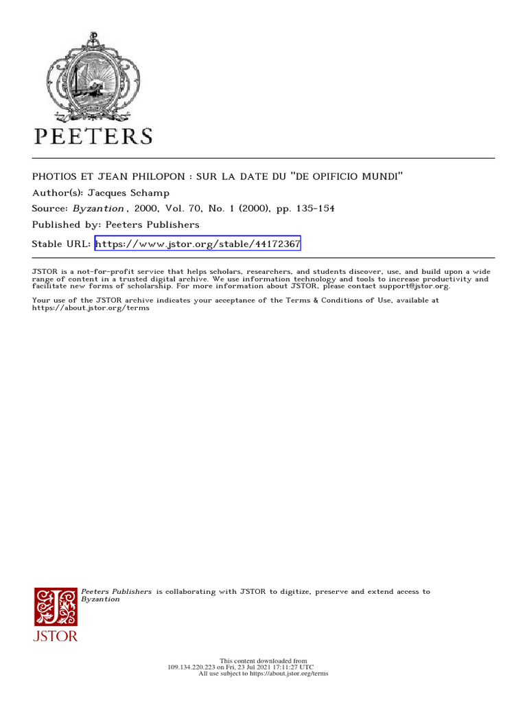 Date du "De Opificio Mundi" Analysee | PDF | Trinité